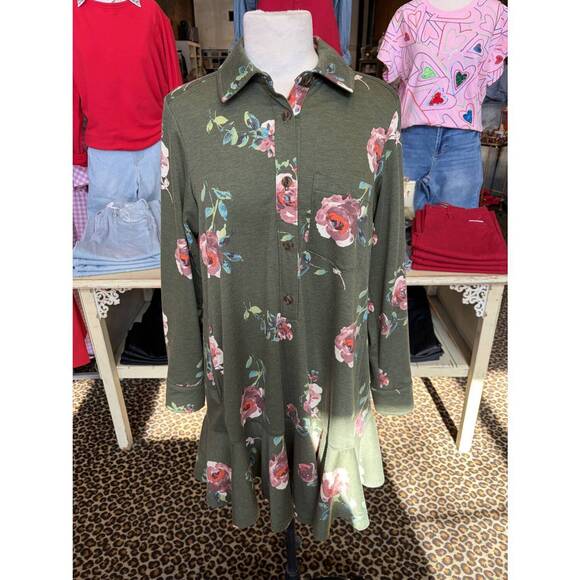 Uncle Frank | Dresses | New Uncle Frank Womens Floral Knit Shirt Dress ...